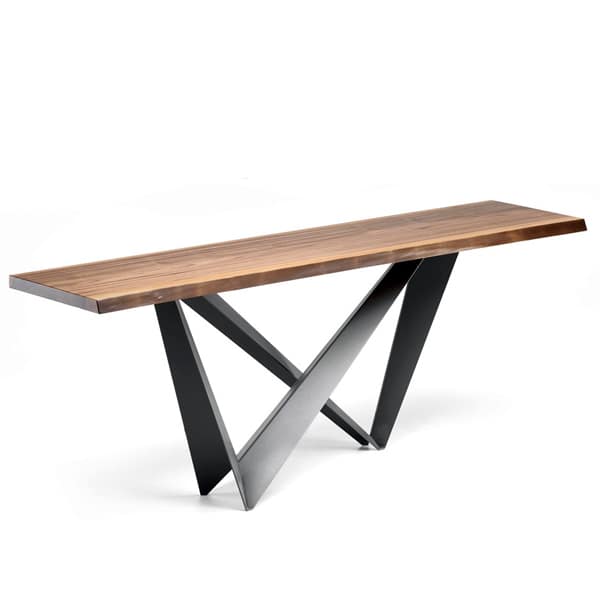 Steel and Wood Cross Console main - Core Furniture Online